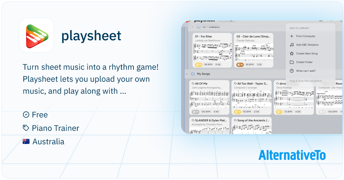 playsheet: Turn sheet music into a rhythm game! | AlternativeTo