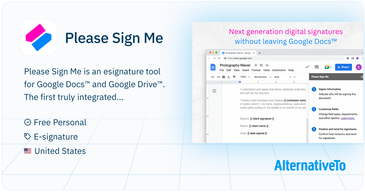Please Sign Me: Esignature tool for Google | AlternativeTo