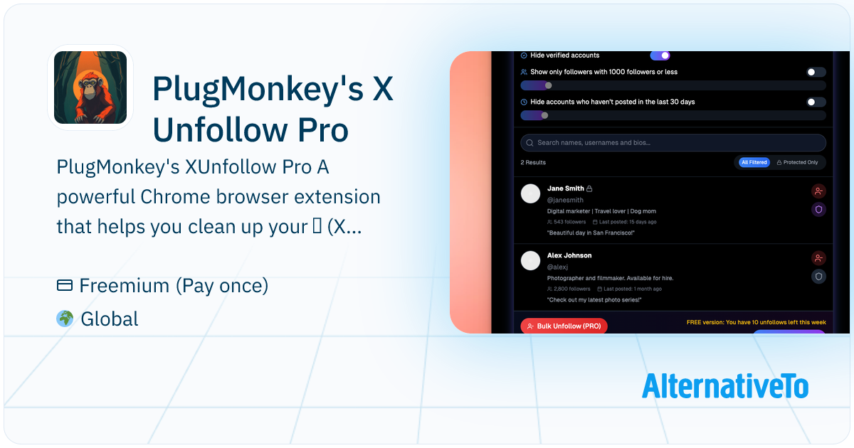 PlugMonkey's X Unfollow Pro: Search, Filter, and Unfollow X.com ...