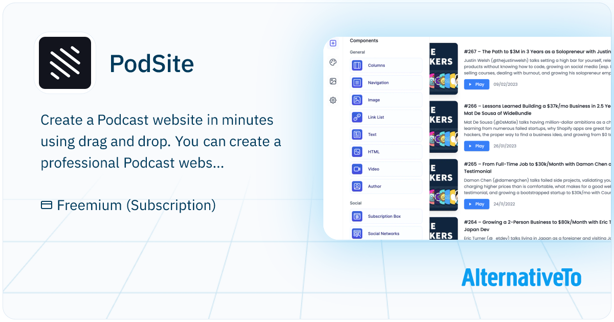 PodSite: Drag & drop website builder for Podcasts | AlternativeTo