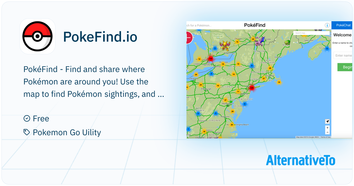 PokeFind.io: Find and share where Pokémon are around you! | AlternativeTo