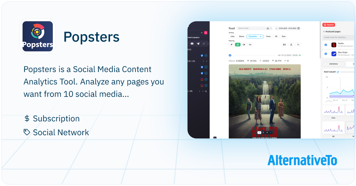 Popsters: Analyze any pages you want from 10 social media's and get ...