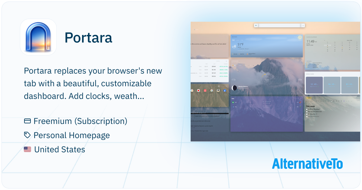 Portara: Replaces your browser's new tab with a beautiful, customizable ...