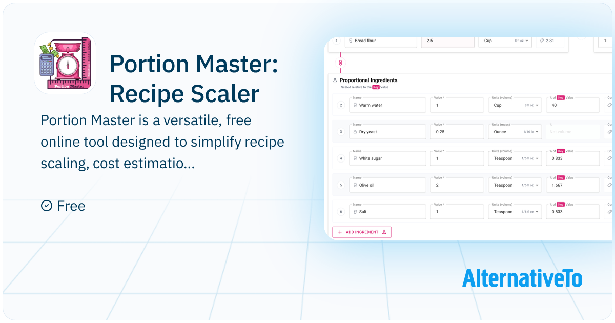 Portion Master: Recipe Scaler: A smart, free online tool for scaling ...