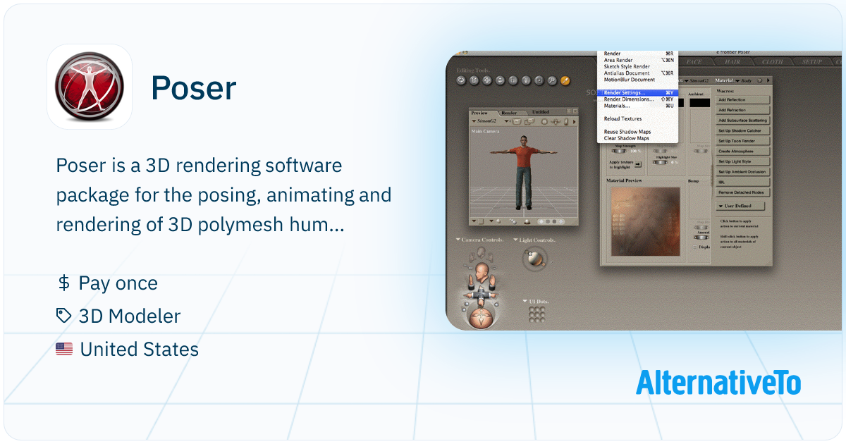 Poser: 3D rendering software package for the | AlternativeTo