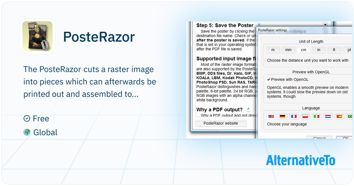 PosteRazor: The PosteRazor cuts a raster image into pieces | AlternativeTo