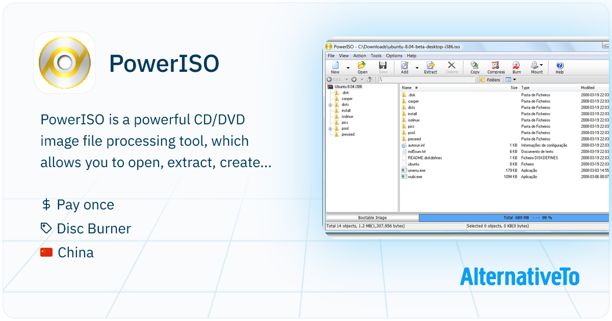 PowerISO: Image tool for ISO management and disc burning | AlternativeTo