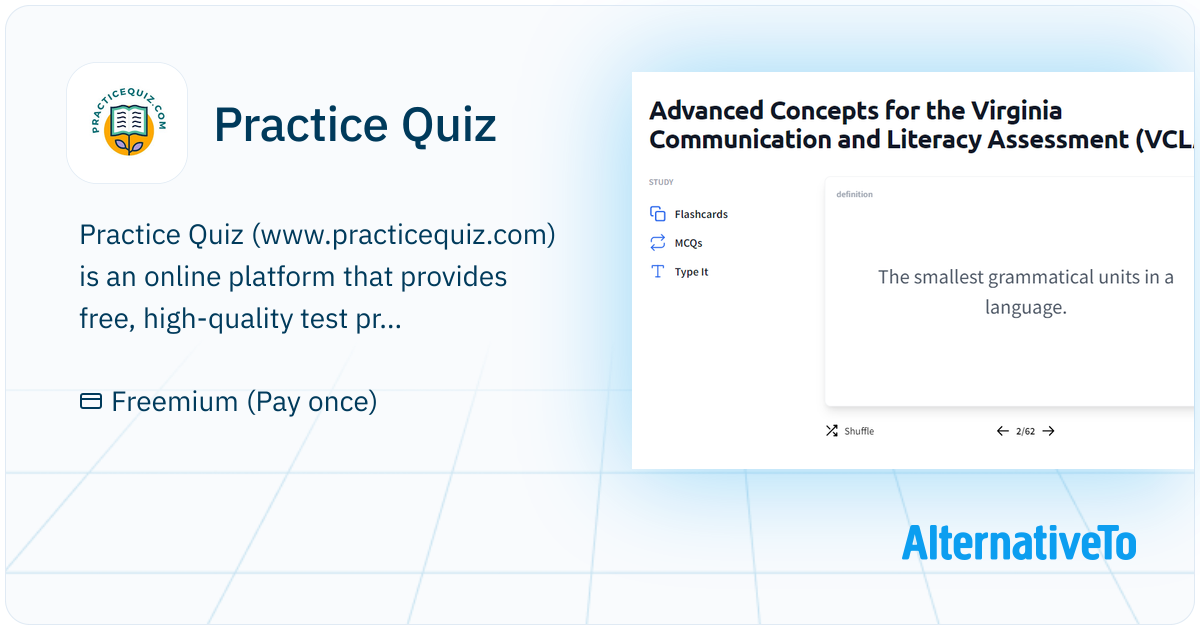 Practice Quiz: Provides sample exams and practice tests | AlternativeTo