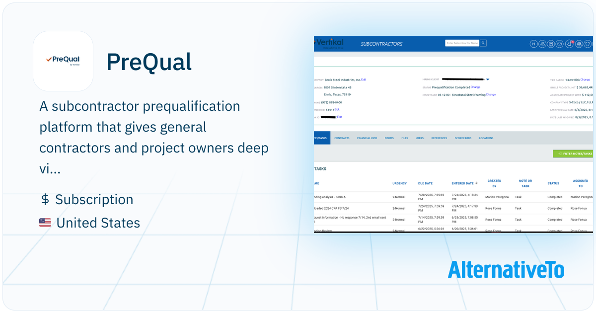 PreQual: Subcontractor prequalification software and managed services ...