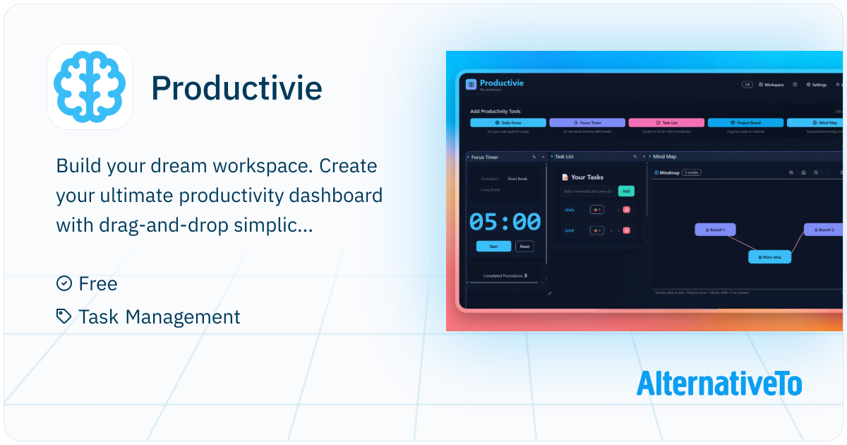 Productivie: Fully customizable productivity workspace with Pomodoro ...