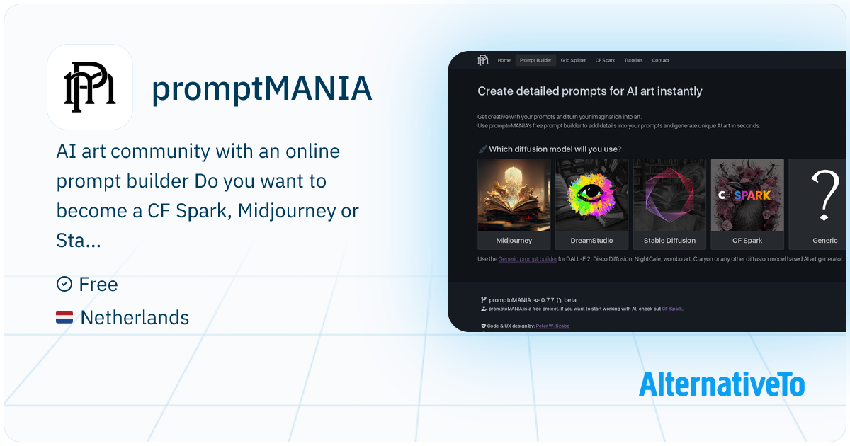promptMANIA: AI art community with an online prompt builder | AlternativeTo