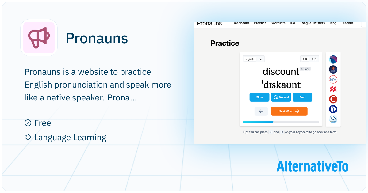 Pronauns: Pronunciation practice website for English | AlternativeTo