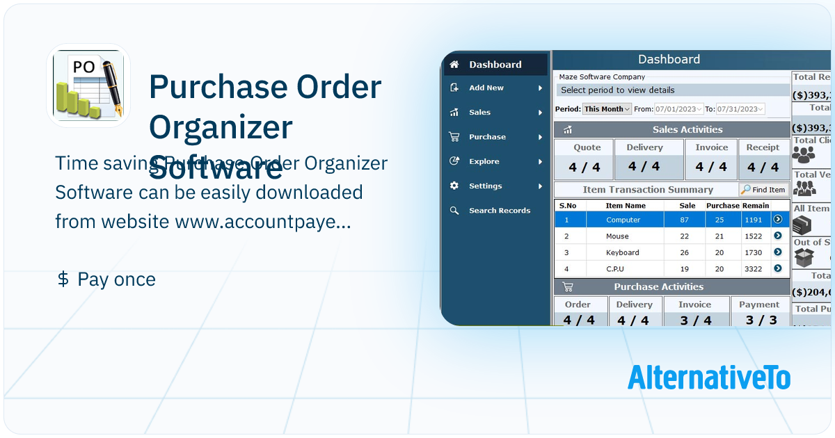 Purchase Order Organizer Software: Industrial purchasing order ...