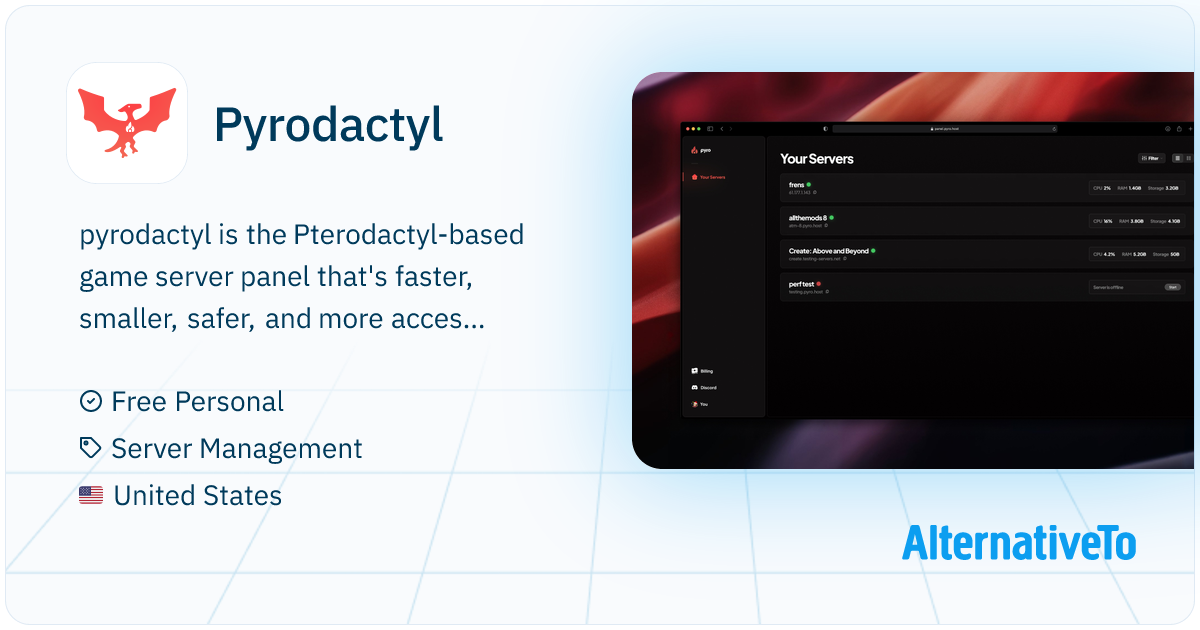 Pyrodactyl: Pyrodactyl is the Pterodactyl-based game server panel that's faster | AlternativeTo