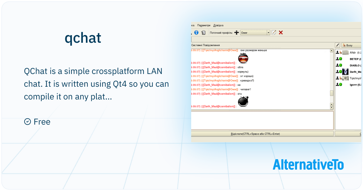 qchat: QChat is a simple crossplatform LAN chat | AlternativeTo