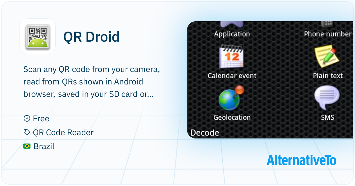 QR Droid: Scan any QR code from your camera, read from QRs | AlternativeTo
