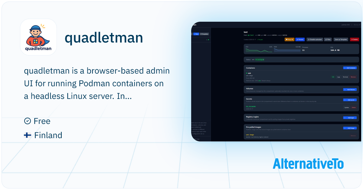 quadletman: Web application for managing rootless podman containers ...