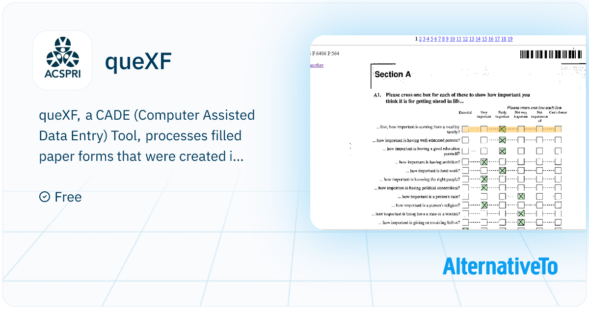queXF: A CADE (Computer Assisted Data Entry) Tool, processes filled ...