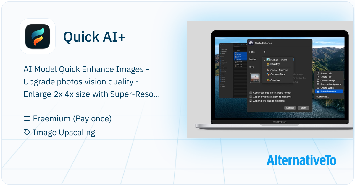 Quick AI+: Enlarge 2x 4x size with Super-Resolution | Face beauty ...