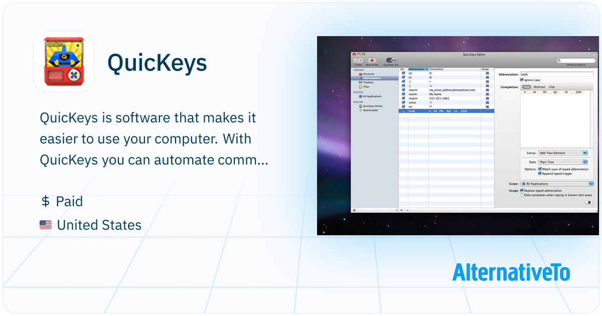 QuicKeys: Is software that makes it easier to use | AlternativeTo