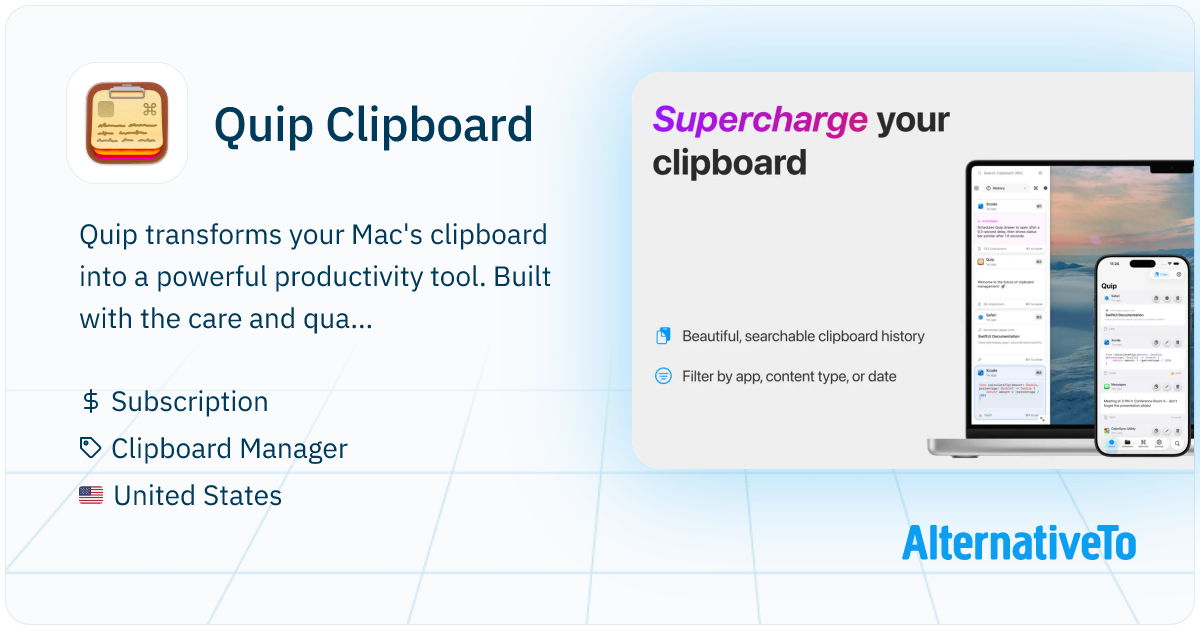 Quip Clipboard: Unlimited clipboard history, OCR, smart filtering ...