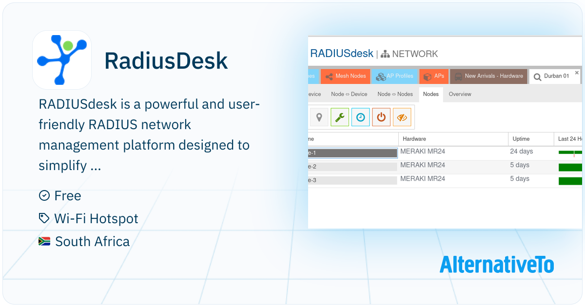 RadiusDesk: RADIUSdesk is a powerful and user-friendly RADIUS network ...