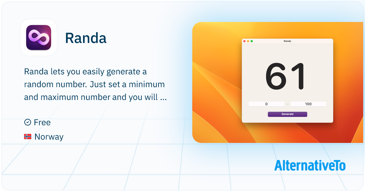 Randa: Lets you easily generate a random number | AlternativeTo