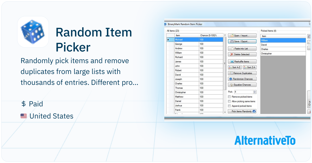 Random Item Picker: Randomly pick items and remove duplicates from ...