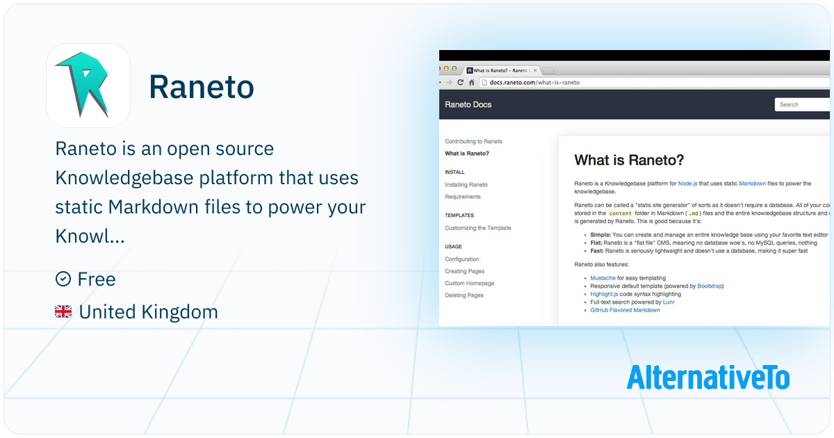 Raneto: Open source, flat-file Knowledgebase platform that uses static ...