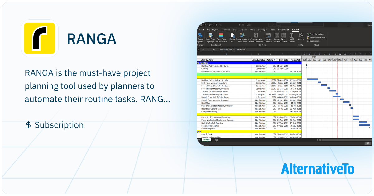 RANGA: View, Analyse, Extract, and Create XER file in Excel | AlternativeTo
