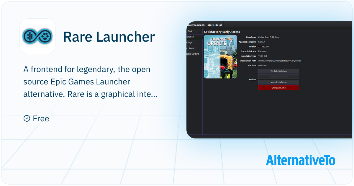 Rare Launcher: GUI for legendary. An Epic Games Launcher open source alternative | AlternativeTo