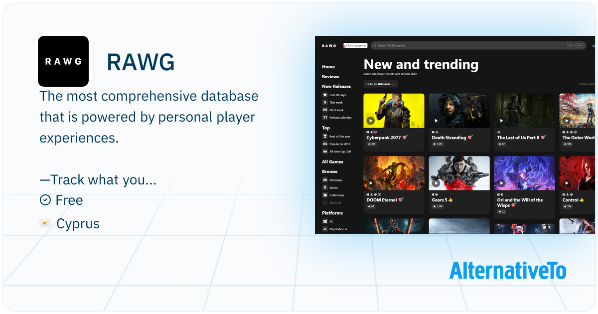 RAWG: The most comprehensive database that is powered | AlternativeTo