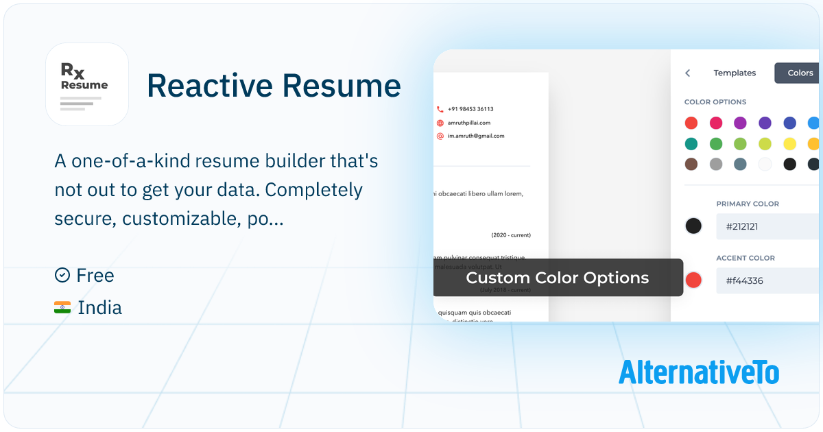 Reactive Resume: Minimalistic and straightforward resume builder that ...