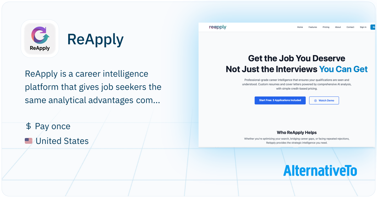 ReApply: AI career intelligence platform. | AlternativeTo