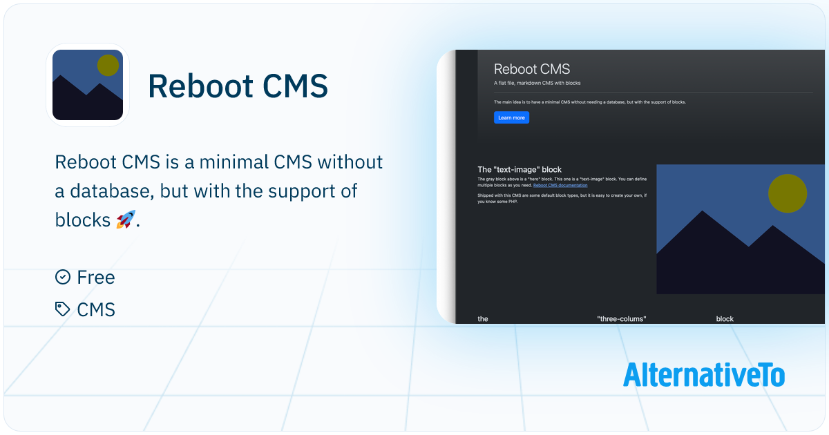 Reboot CMS: A flat file, Markdown CMS in PHP with blocks structure ...