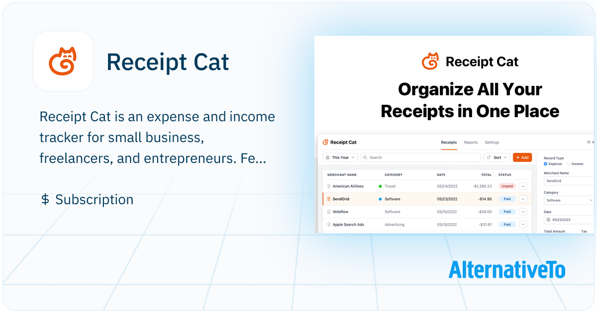 Receipt Cat: Expense and income tracker for | AlternativeTo