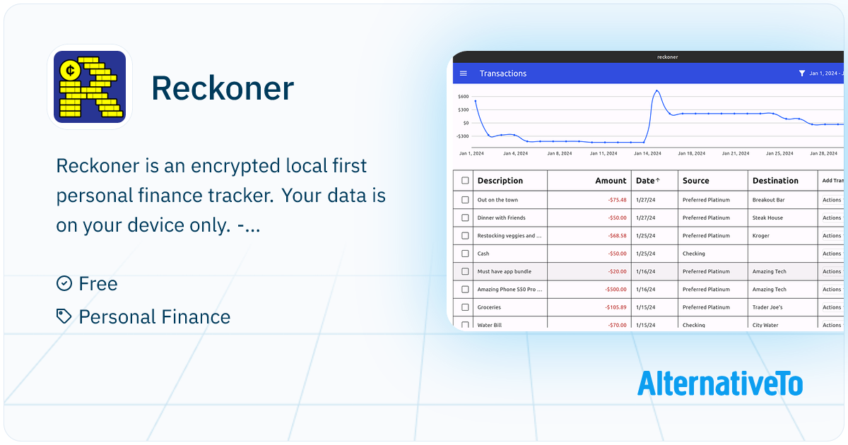 Reckoner: Encrypted local first personal finance tracker. Your data is ...