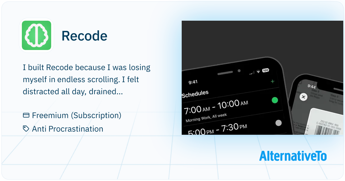 Recode: Break free from phone addiction. Taps are too easy. | AlternativeTo