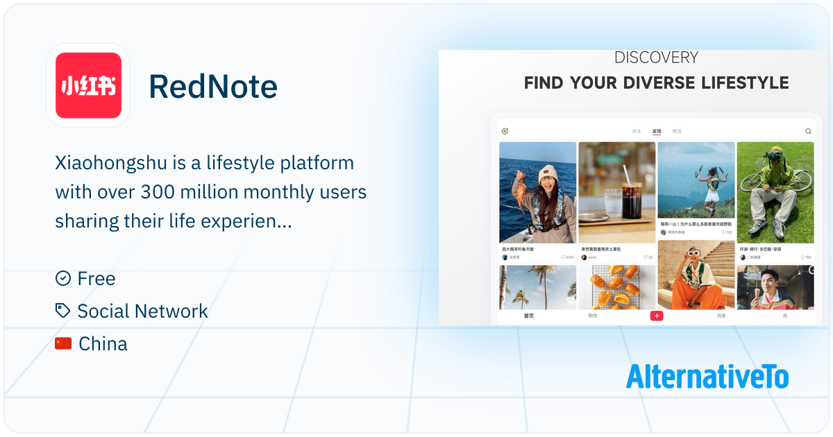 RedNote: Xiaohongshu is a lifestyle platform with over 300 | AlternativeTo