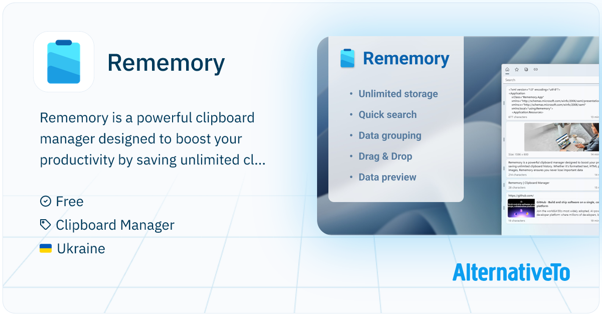 Rememory: Unlimited clipboard history for text, images, and HTML ...
