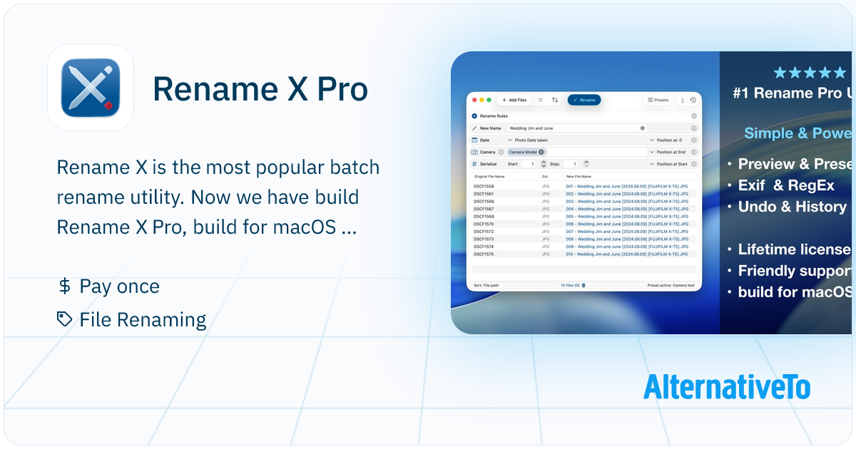 Rename X Pro: Professional batch file renaming tool for macOS ...