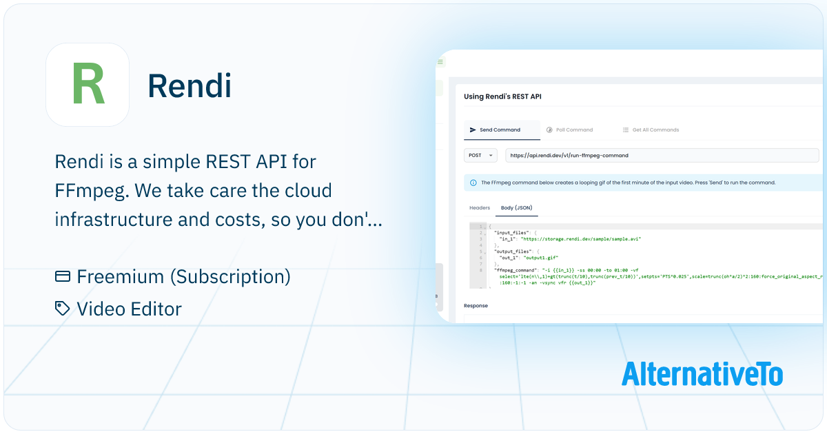 Rendi: FFmpeg as an API | AlternativeTo