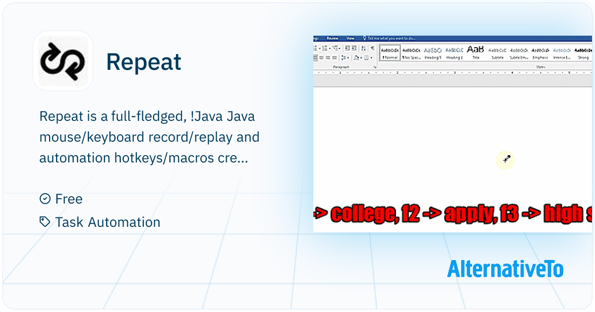 Repeat: Cross-platform mouse/keyboard record-and-replay automation with ...