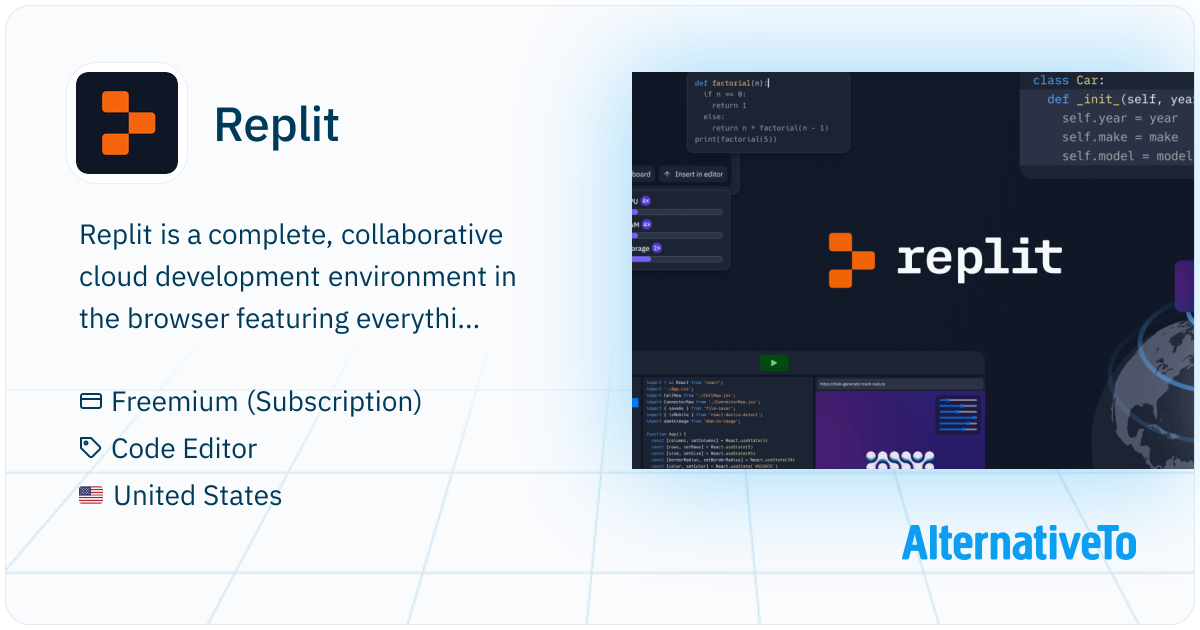 Replit: In-browser IDE for 50+ languages with AI support | AlternativeTo