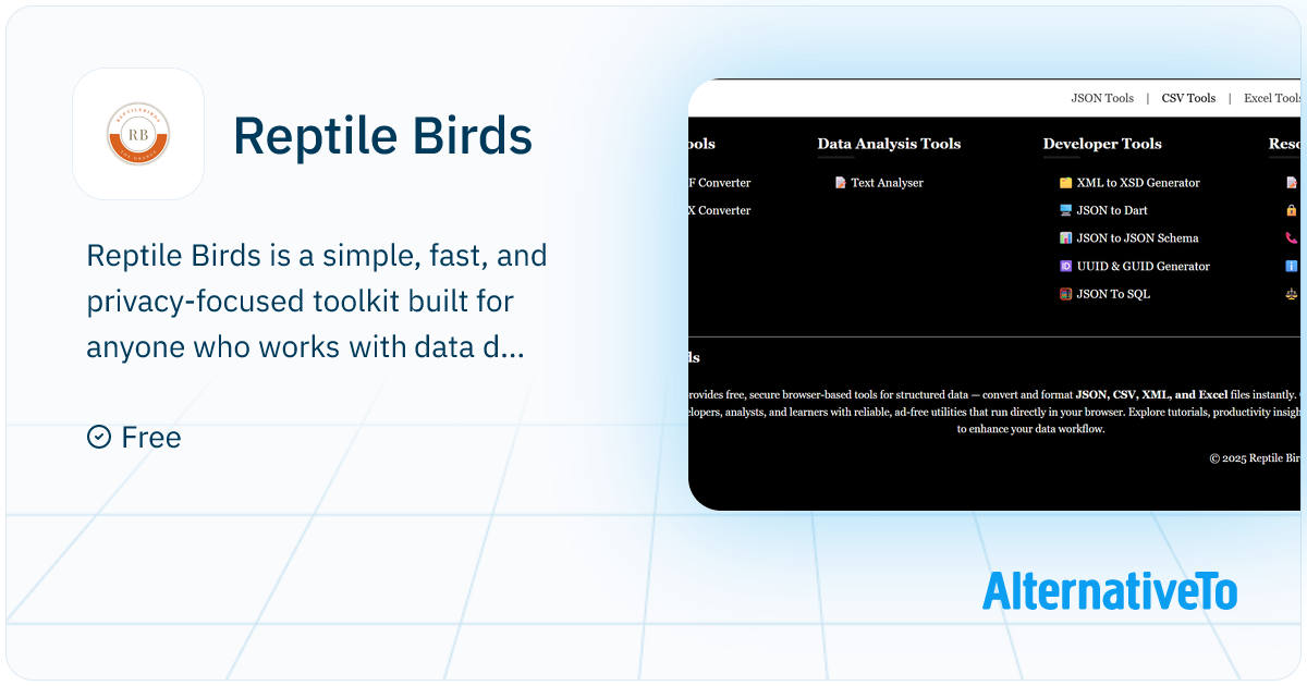 Reptile Birds: Collection of data conversion tools, like JSON ...