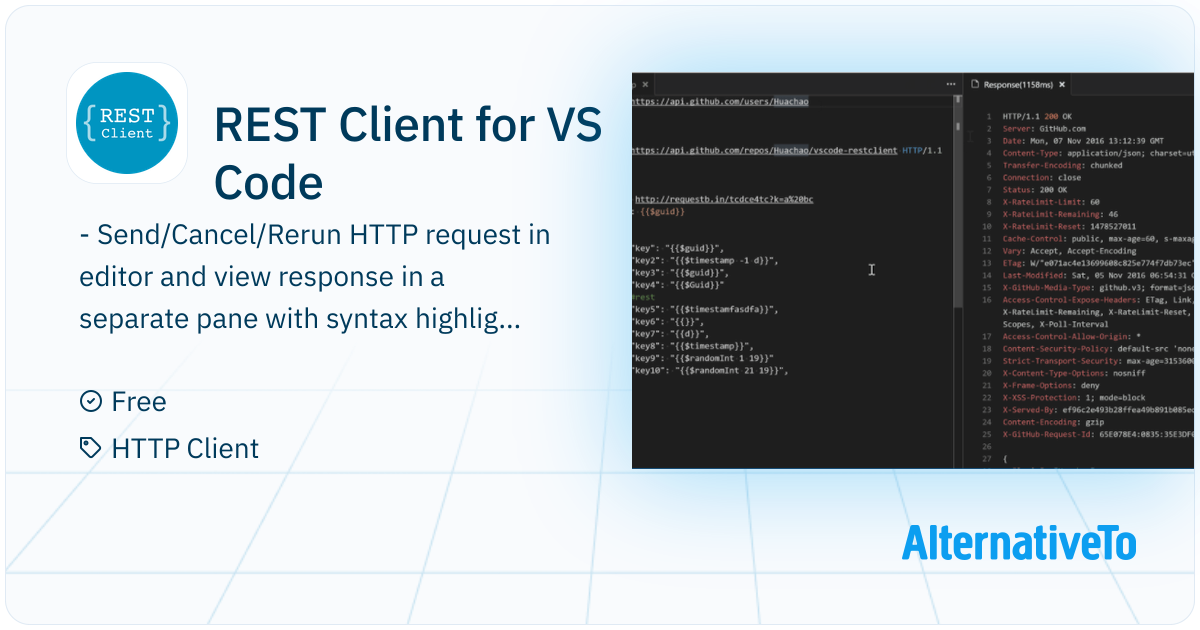 REST Client for VS Code: REST Client allows you to send HTTP request ...