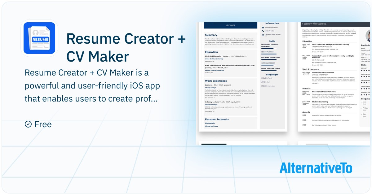 Resume Creator + CV Maker: Resume Builder App for iPhone | AlternativeTo
