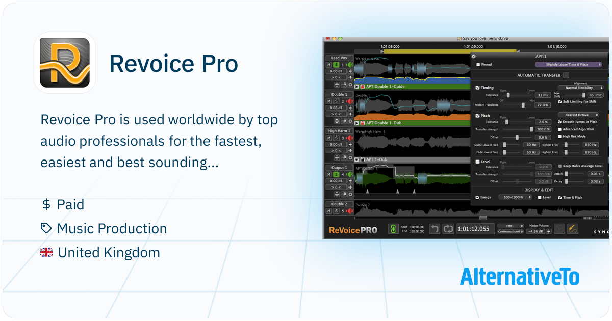 Revoice Pro: Audio plugin used for vocal tuning, time correction and ...