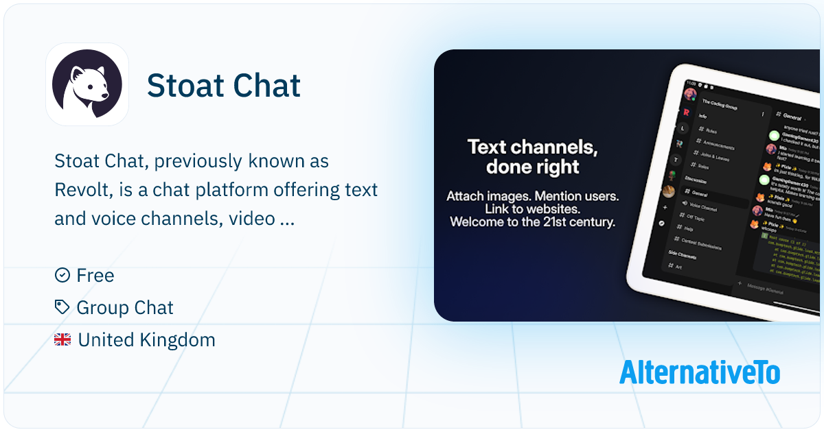 Stoat Chat: Chat with text, voice, video, moderation, privacy, and bots ...