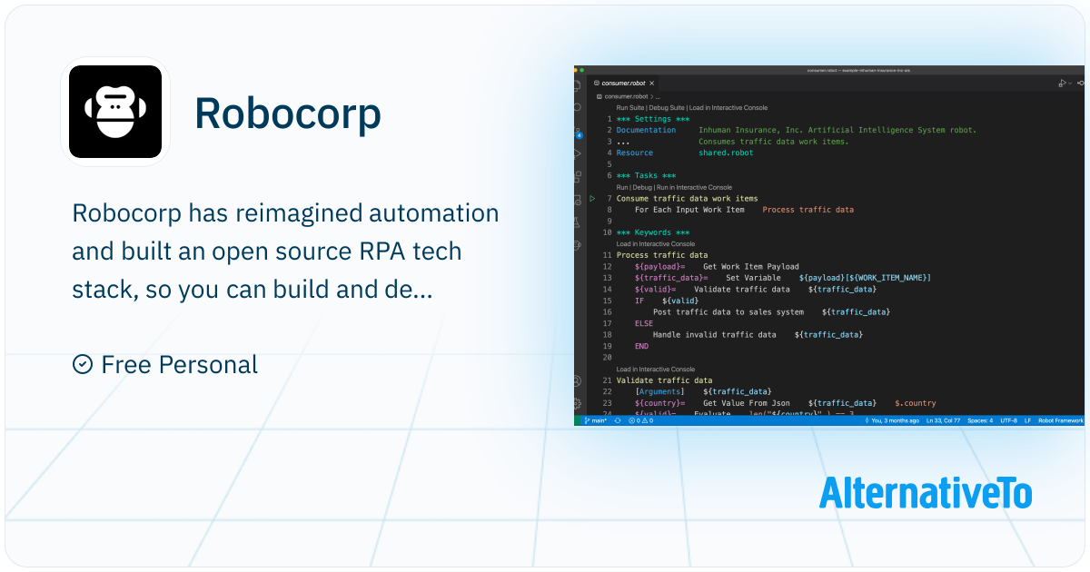 Robocorp: Allows you to build locally, operate from the cloud, and run ...